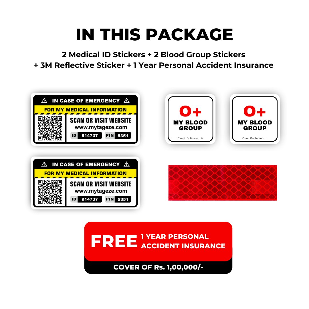Medical ID Sticker + Blood Group Sticker : Combo Pack – MyTageze